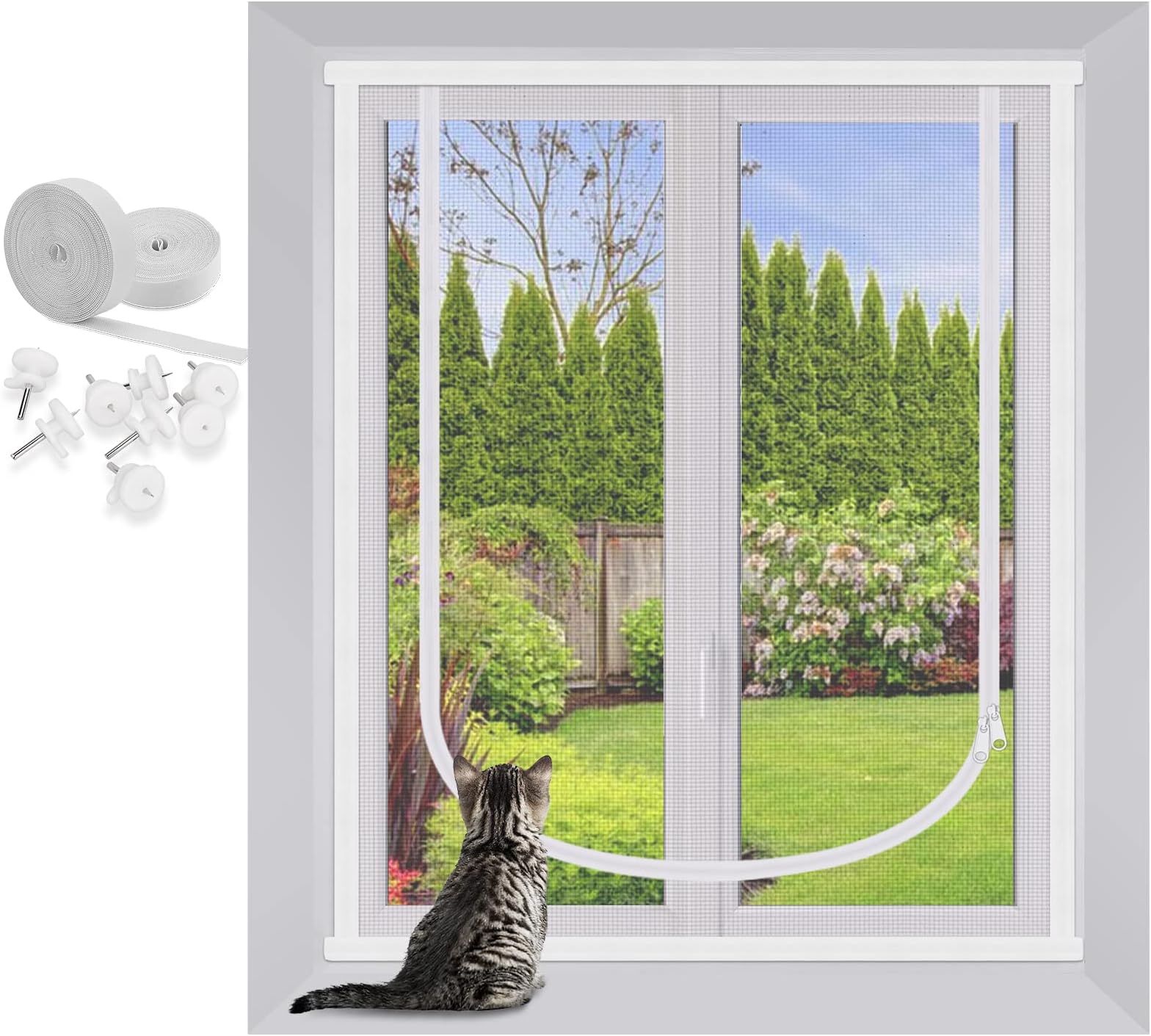 Cat Window Screen, MYPIN 39X47” Pets Protection Window Guard with ...