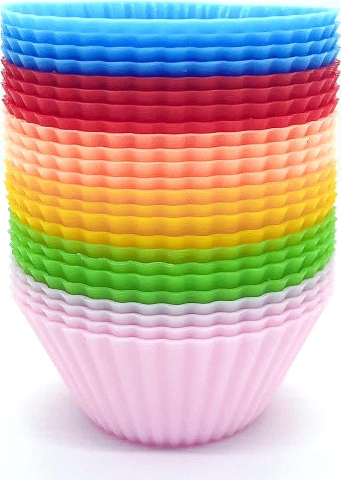 Amazon.com: Silicone Cupcake Liners 24PCS,Reusable Non-Stick Muffin Cup ...