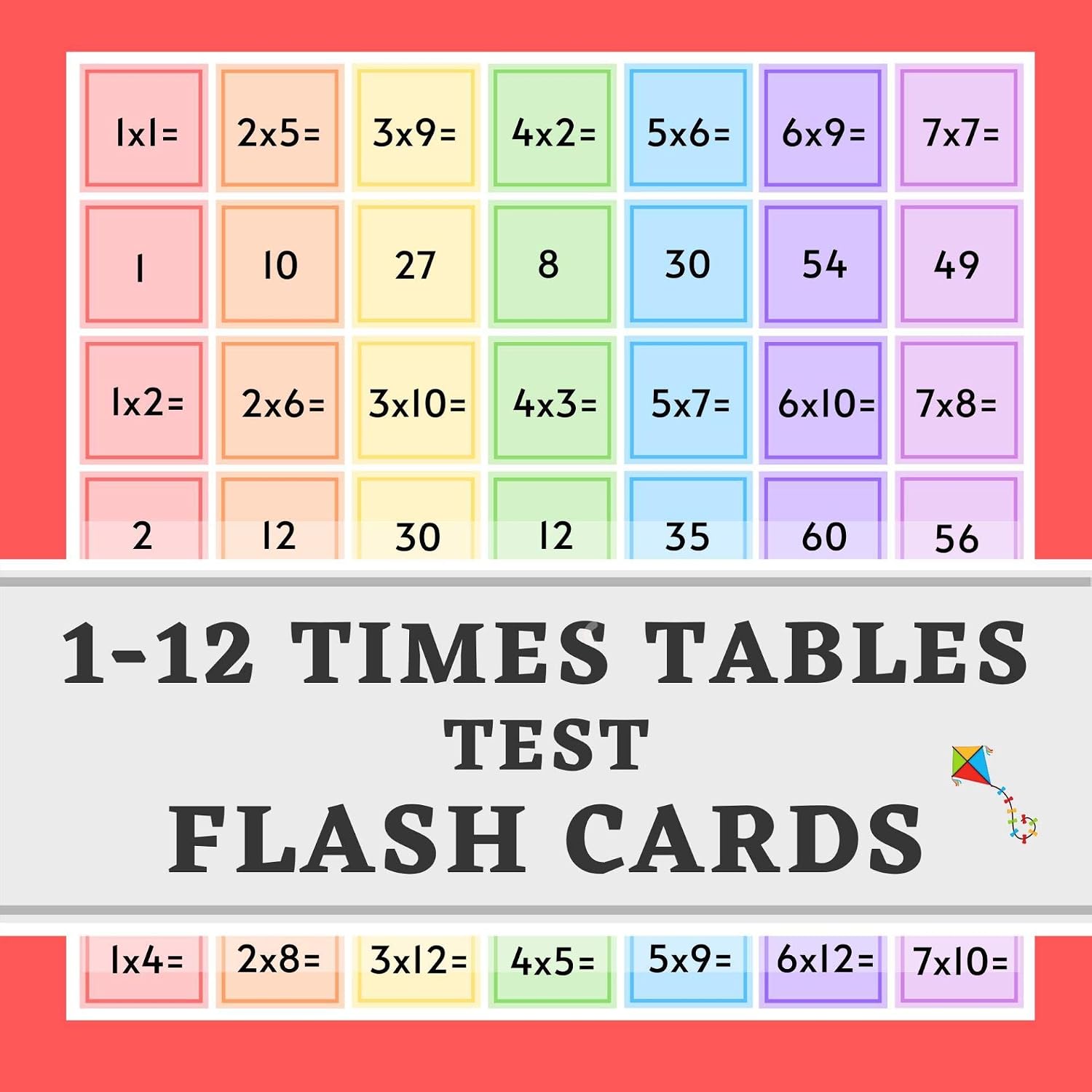 1-12 Times Tables Test Flash Cards: Practice Multiplication 10 Minutes ...