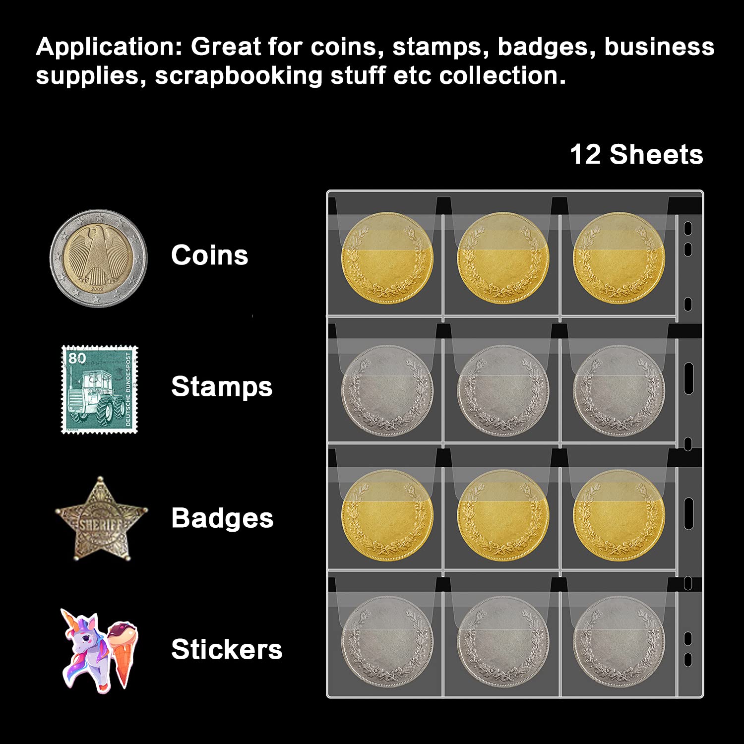 Snapklik.com : Coin Collection Supplies Pages For Collectors, 12 Sheets ...