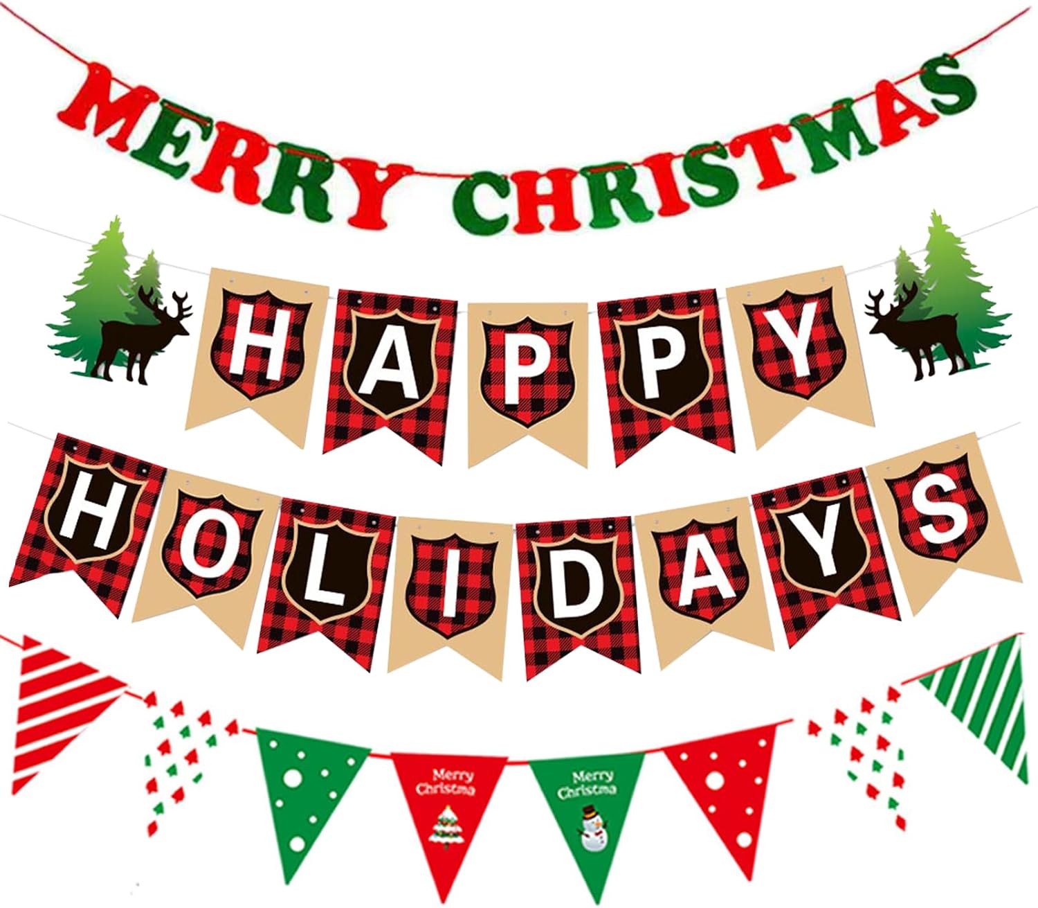 Amazon.com: Happy Holidays Banner Merry Christmas Banner Decorations ...