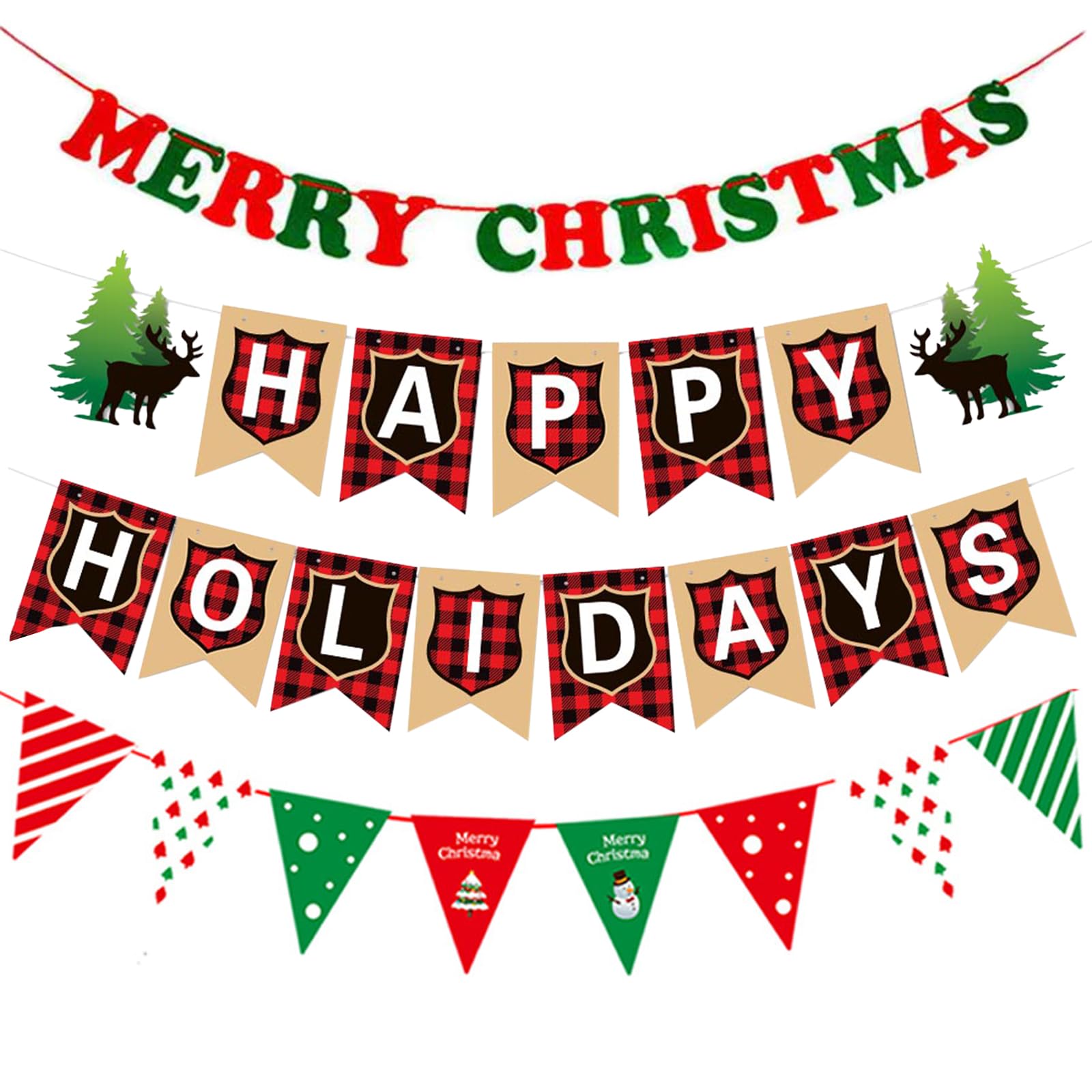 Amazon.com: Happy Holidays Banner Merry Christmas Banner Decorations ...