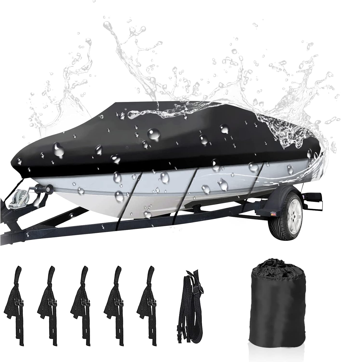 NEVERLAND Trailerable Boat Cover Waterproof Heavy Duty 800D Marine ...