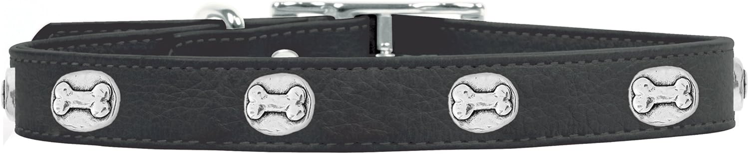 Amazon.com : Rockin Doggie Bone Rivets Leather Dog Collar, 3/4 by 16 ...
