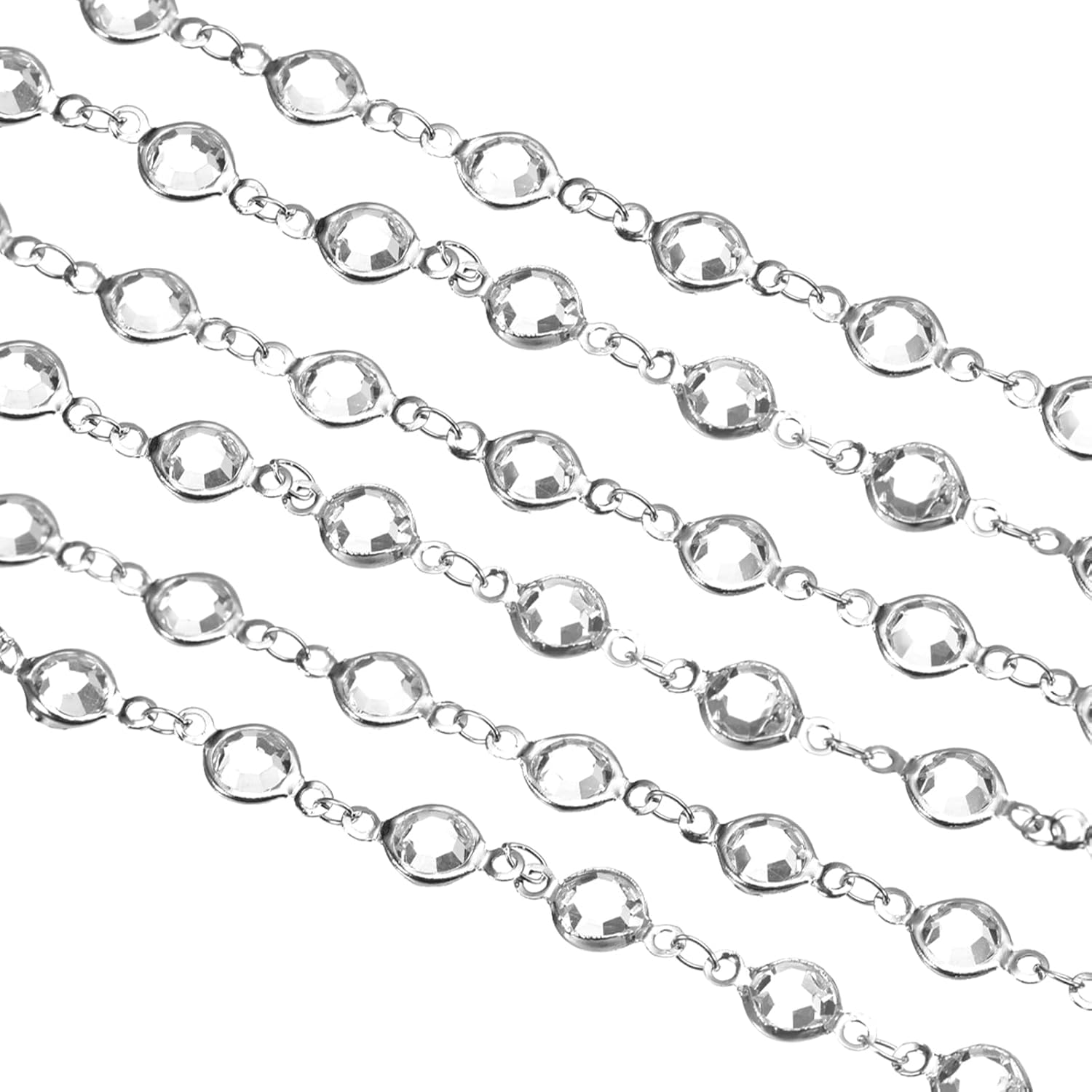 Amazon.com: uxcell 2 Yards White Rhinestone Chain Bulk with Silver ...