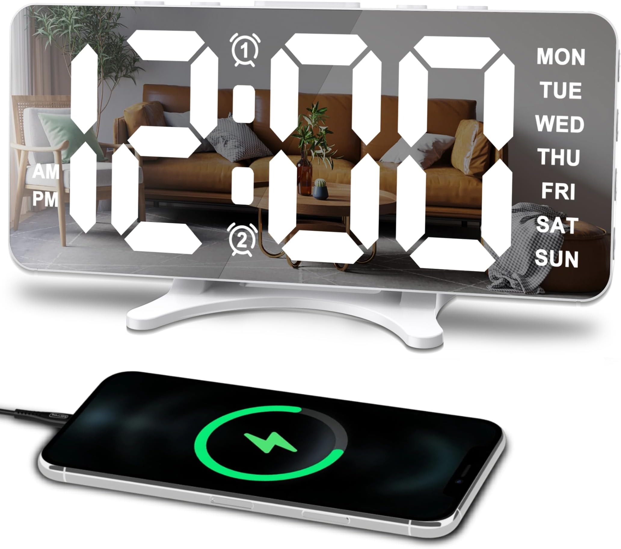 Amazon.com: Desk Clock, Digital Alarm Clock, Transparent Modern Design ...