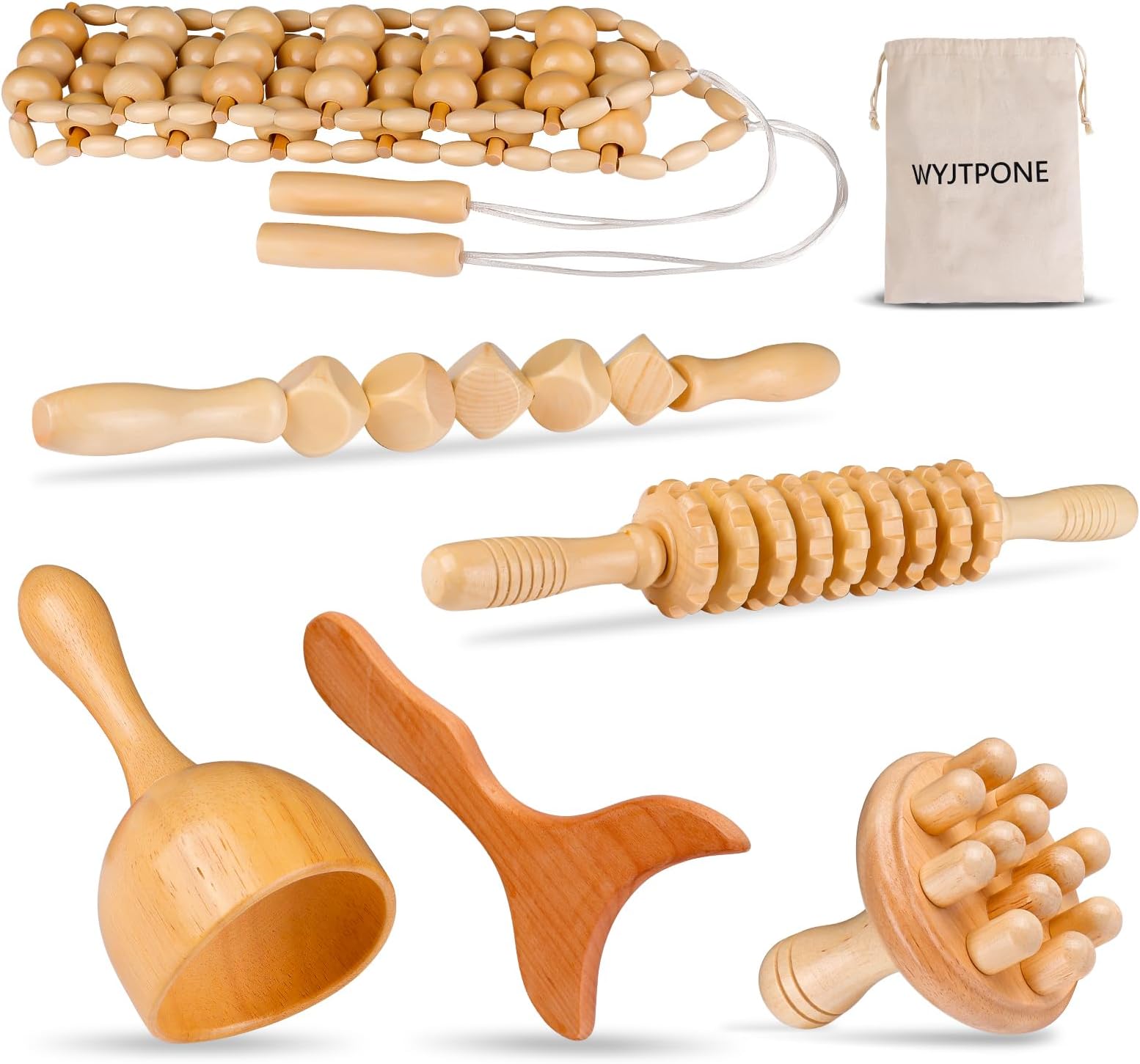 Amazon.com: WYJTPONE Wood Therapy Massage Tools 6-in-1 Lymphatic ...