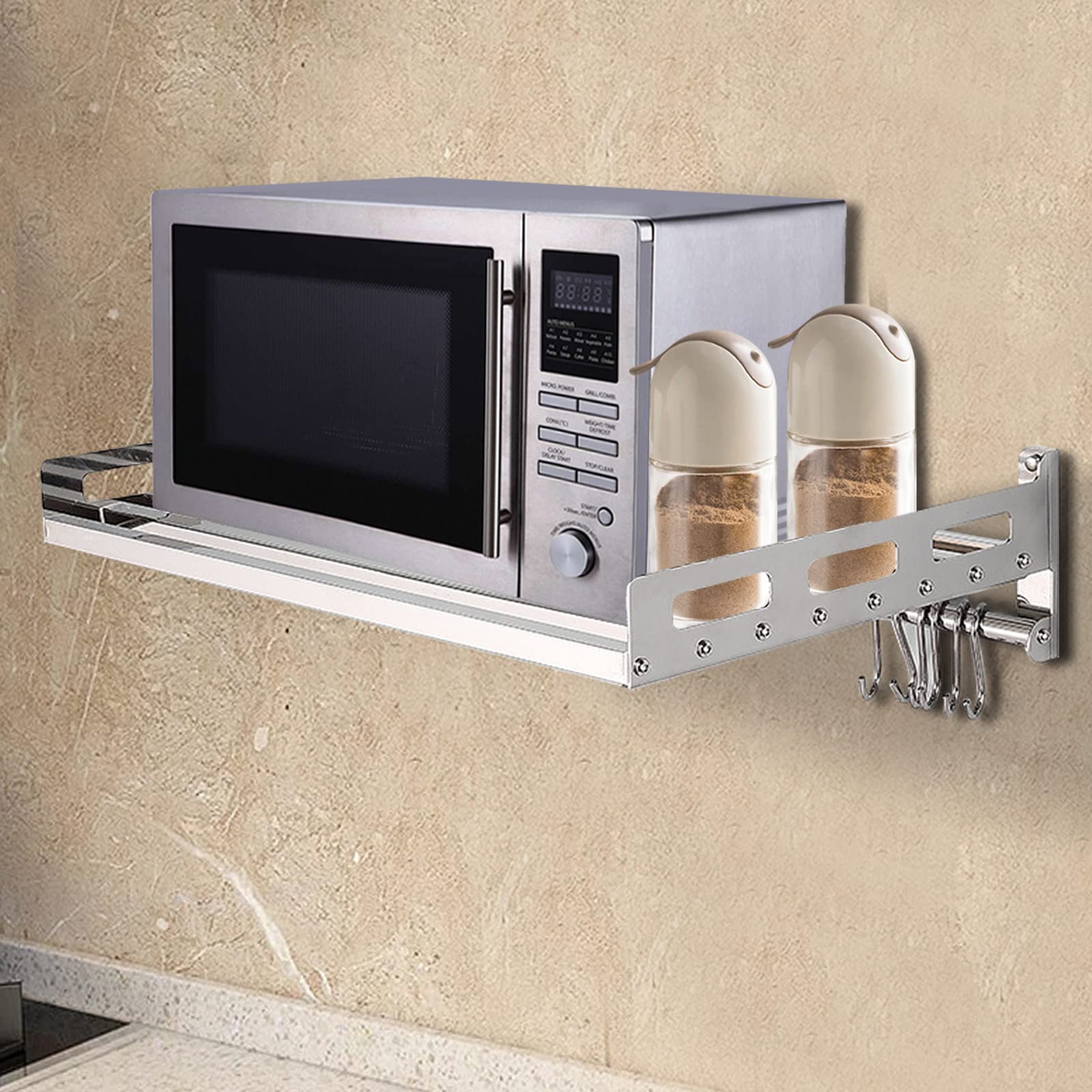 Amazon.com: HANGKAI Oven Wall Bracket w/12 Hooks,Microwave Oven Shelf ...