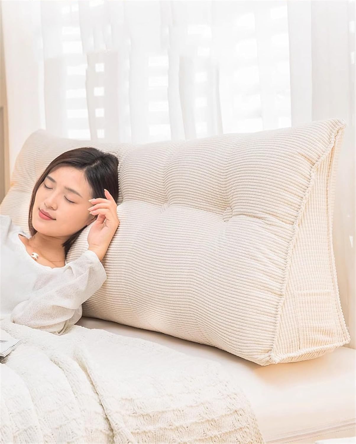 Amazon.com: Large Bolster Triangular Headboard Pillow Corduroy Support ...