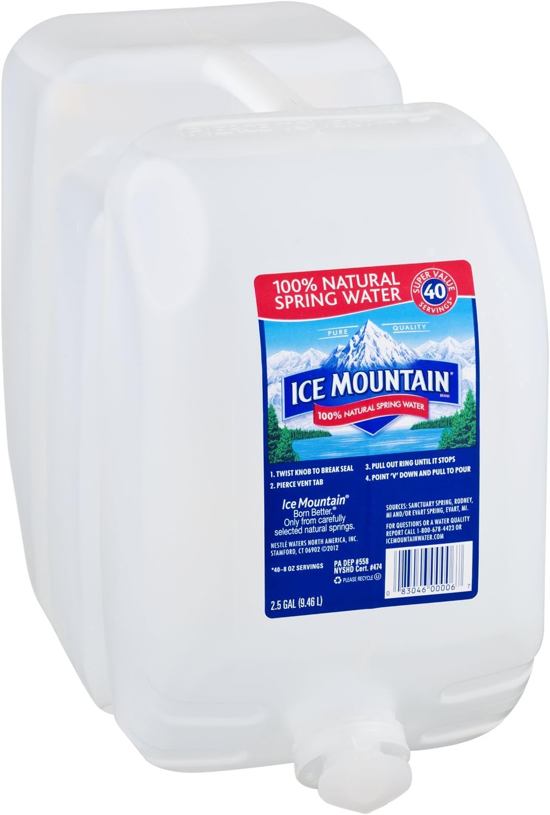 Amazon.com: Ice Mountain 100% Natural Spring Water 320 OZ (Pack of 2 ...