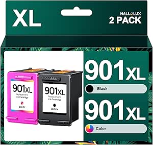 Amazon.com: HALLOLUX 901XL Ink Cartridges Remanufactured for HP 901 Ink ...