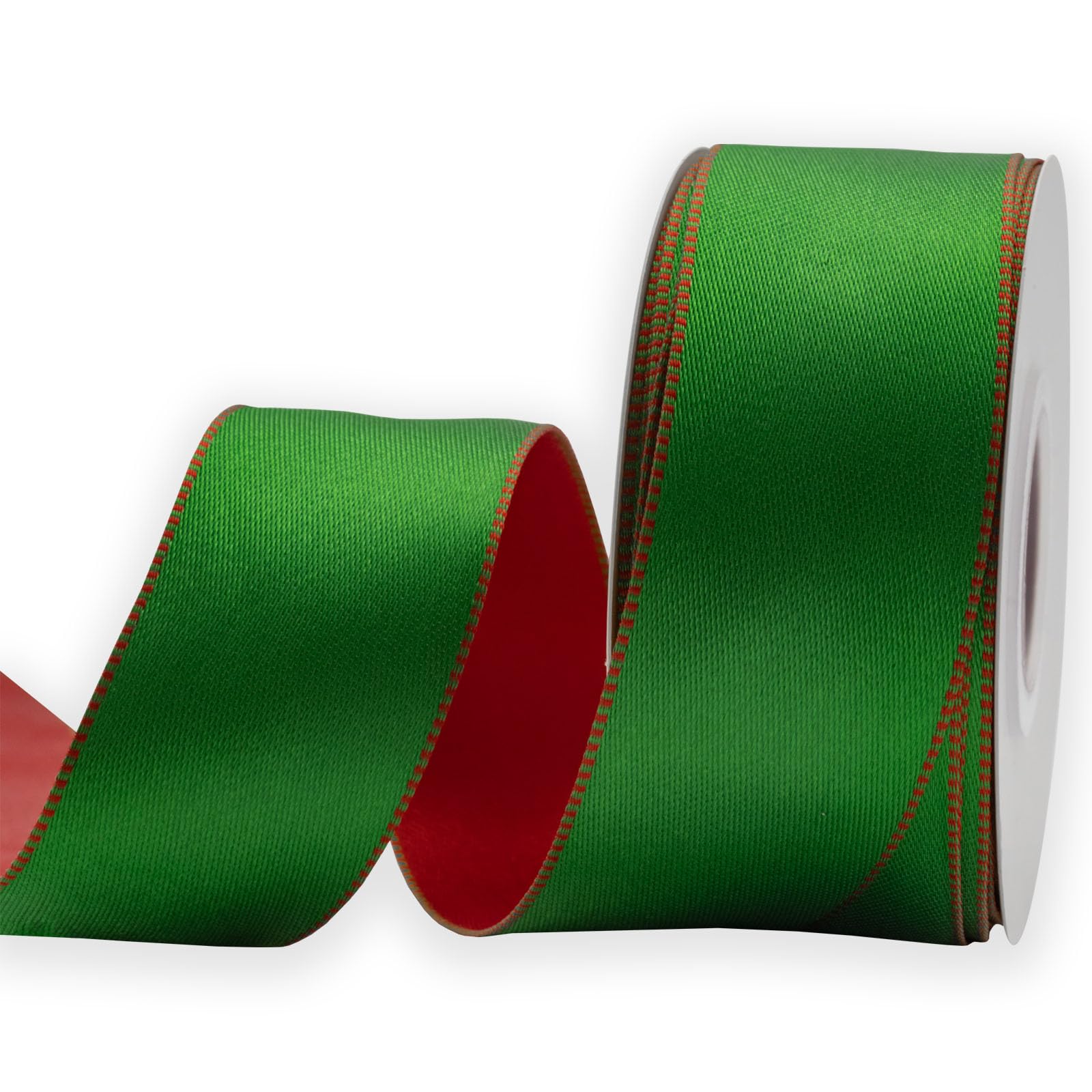 Amazon.com: KLTRIBBON Reversible Red Green Ribbon Wired Satin Ribbon 1 ...