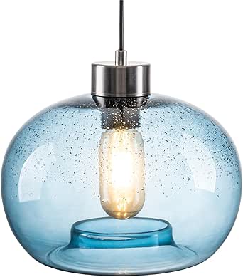 HASUN Modern Blue Pendant Lights Fixtures, 9.2 Inch Farmhouse Seeded ...