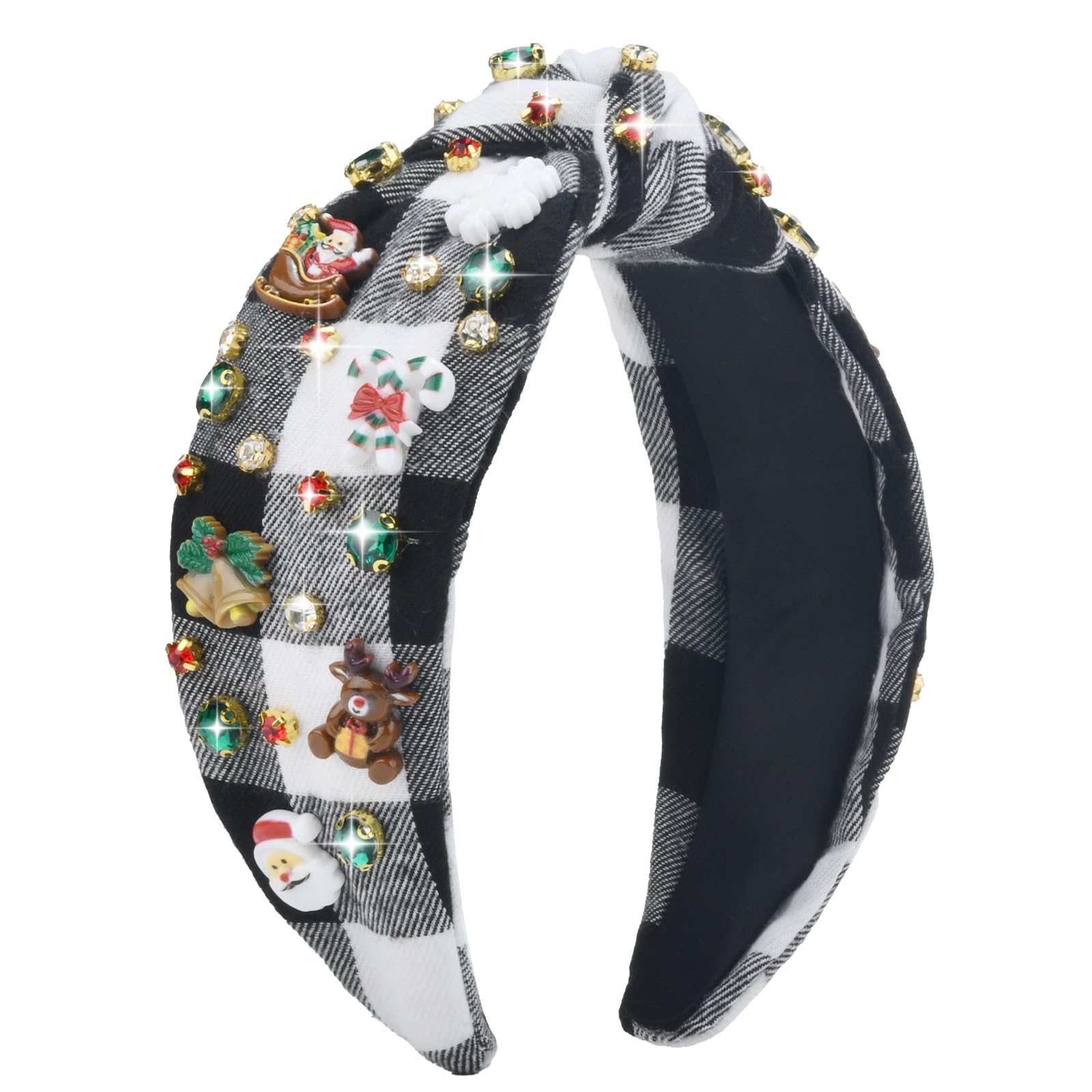 Amazon.com : ABONDEVER Christmas Headbands for Women Rhinestone Knotted ...