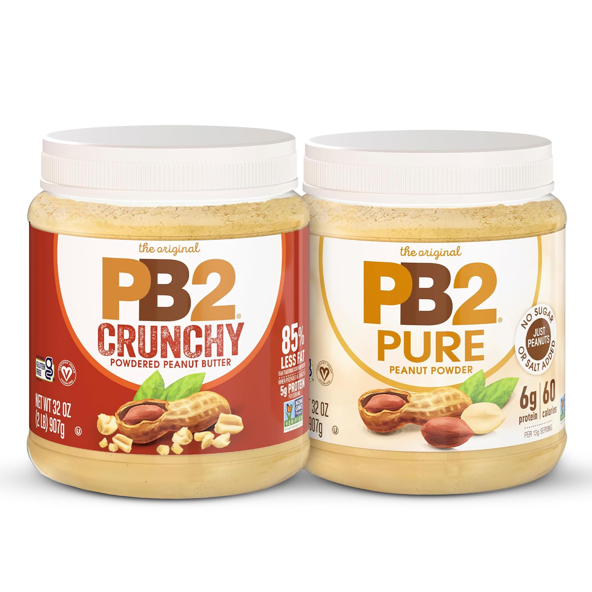 Amazon.com : PB2 Pure Peanut Butter Powder Bundle - Pure & Crunchy ...