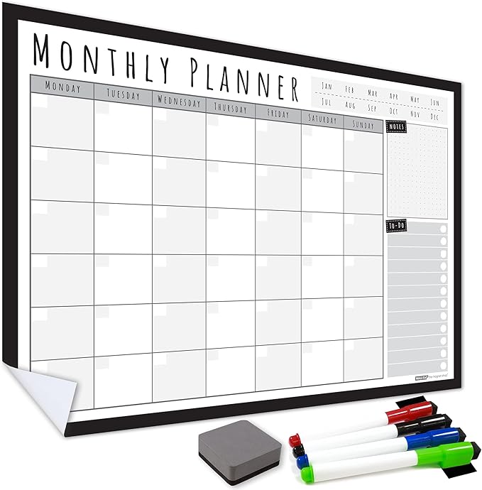WallTAC A2 Monthly Wall Planner Sticker with Whiteboard Pens | Made in ...