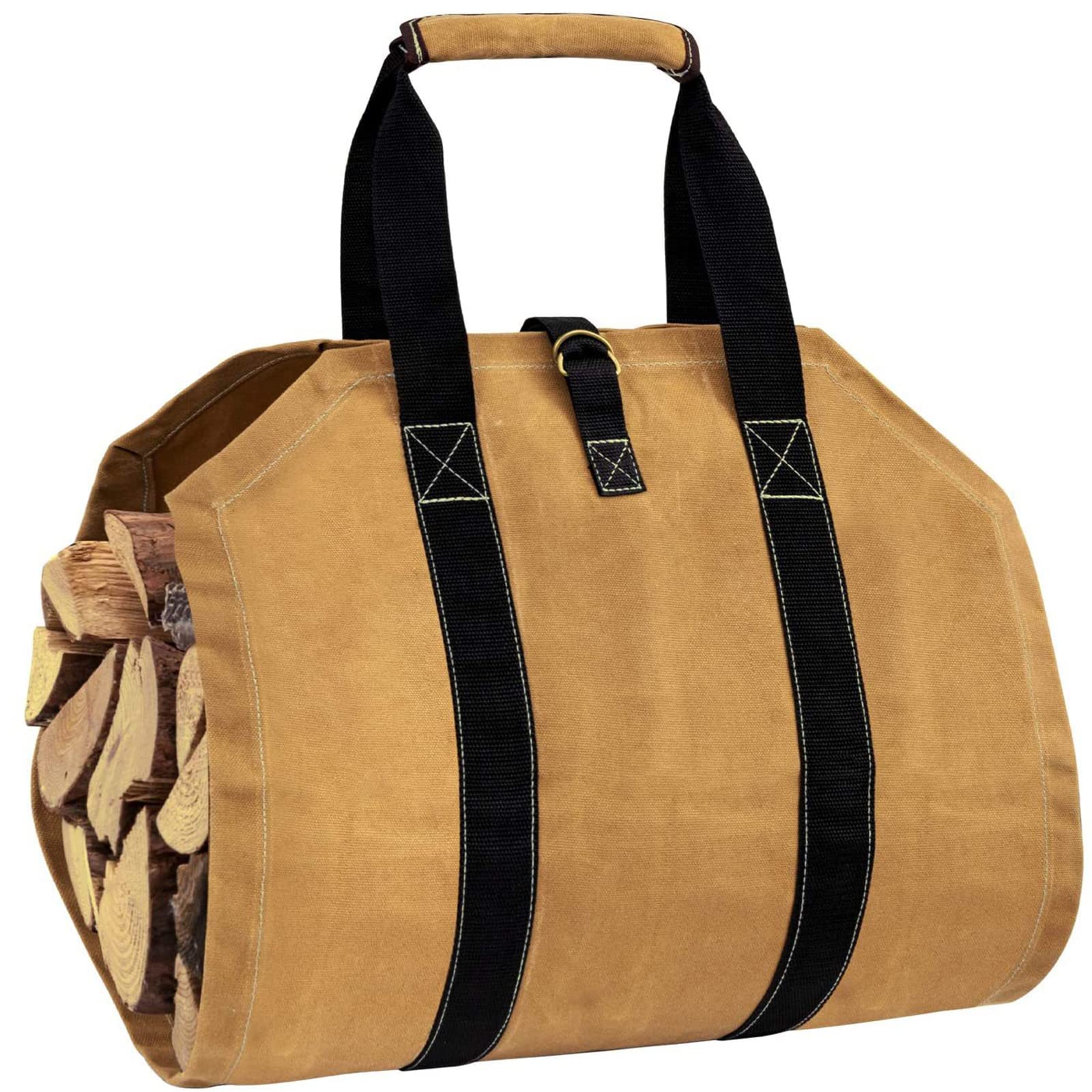 Coverify Canvas Log Carrier Bag Heavy Duty Water Resistant Firewood Log ...