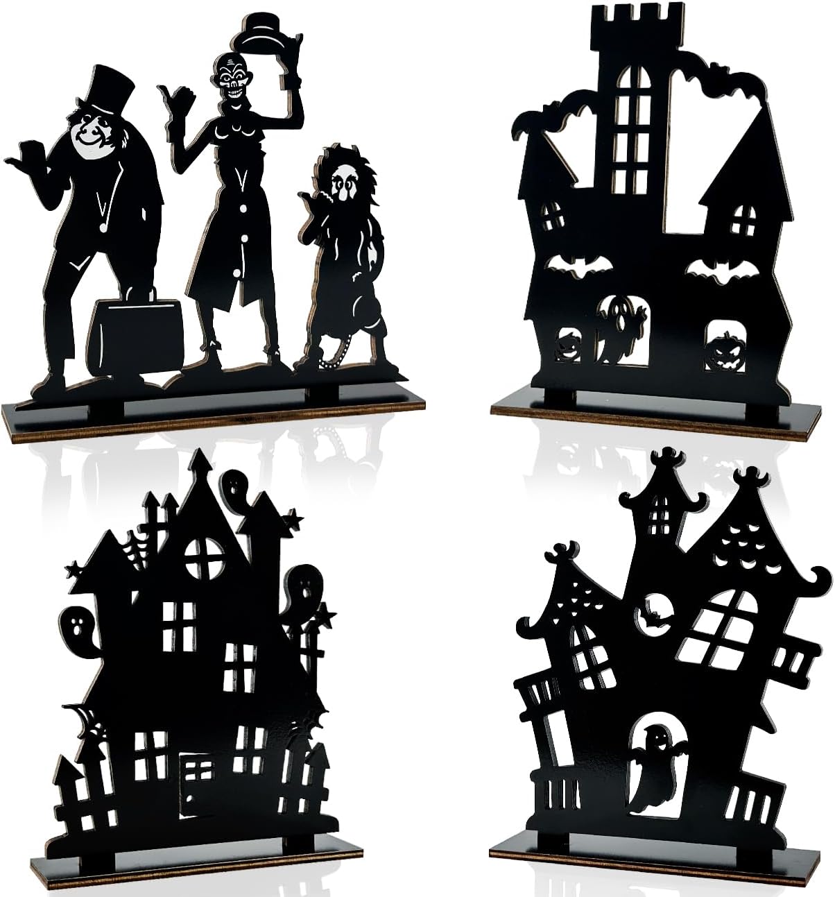 Amazon.com: 4Pcs Halloween Haunted House Wooden Table Centerpieces ...