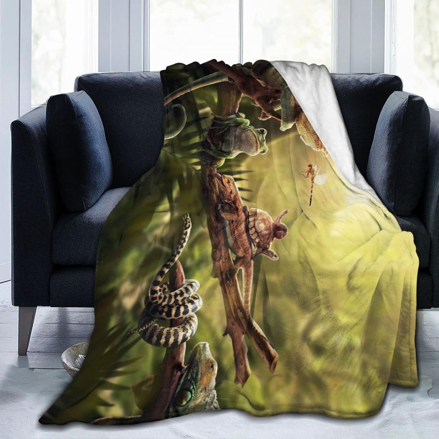Amazon｜トカゲ ヘビ イグアナ カエル トンボ カメとカタツムリ アニメ 毛布 軽量 ブランケット フランネル 洗える 静電気防止 暖かい 柔らかい ふわふわ 四季適用 人気 かわいい ...