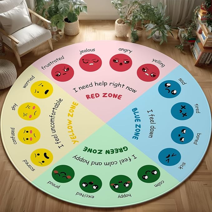 Amazon.com: Feeling Wheel Chart Rug for Classroom - Round Emotional ...