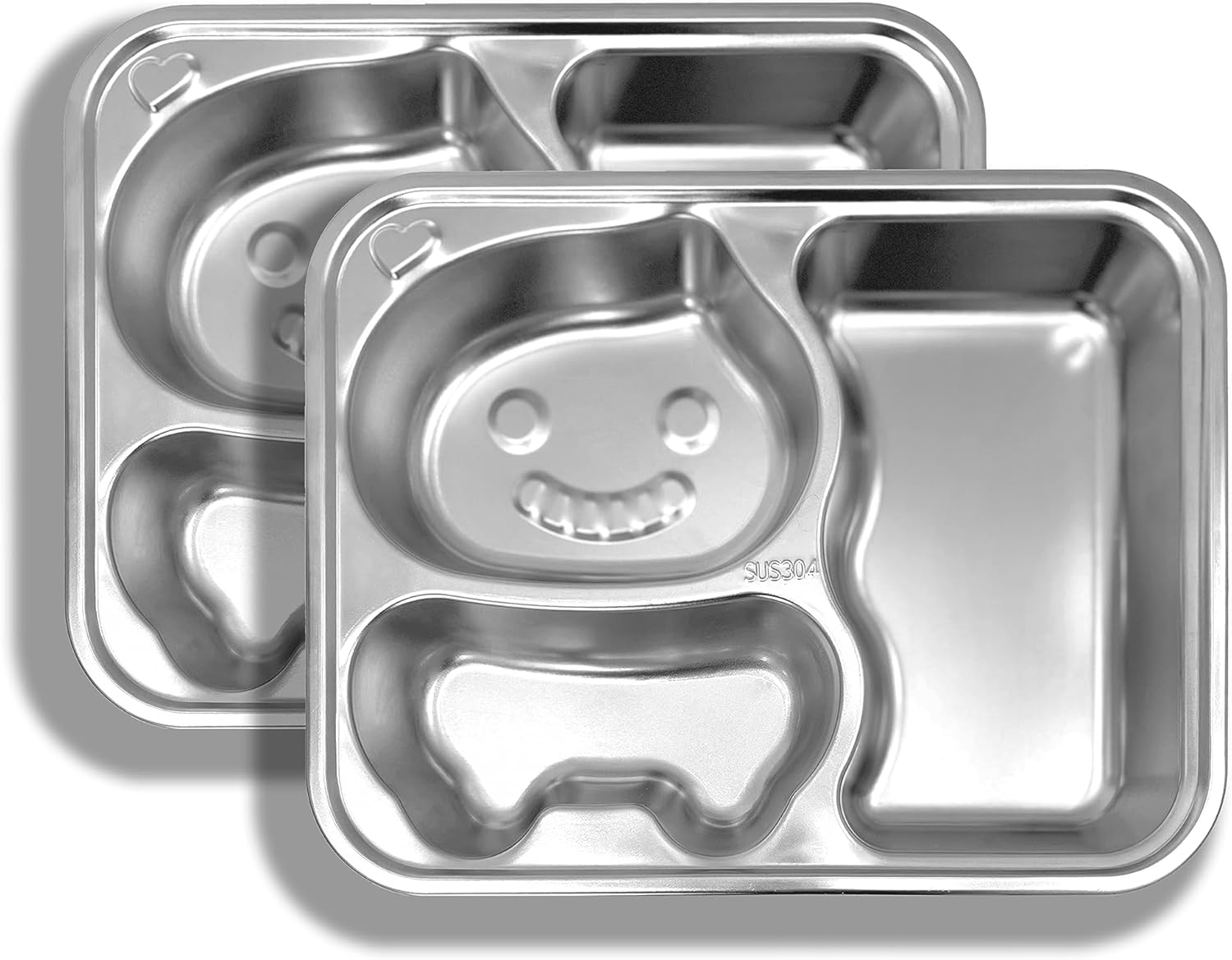 Amazon.com | Song & Co Stainless Steel Plates for Kids- Smiley Face ...