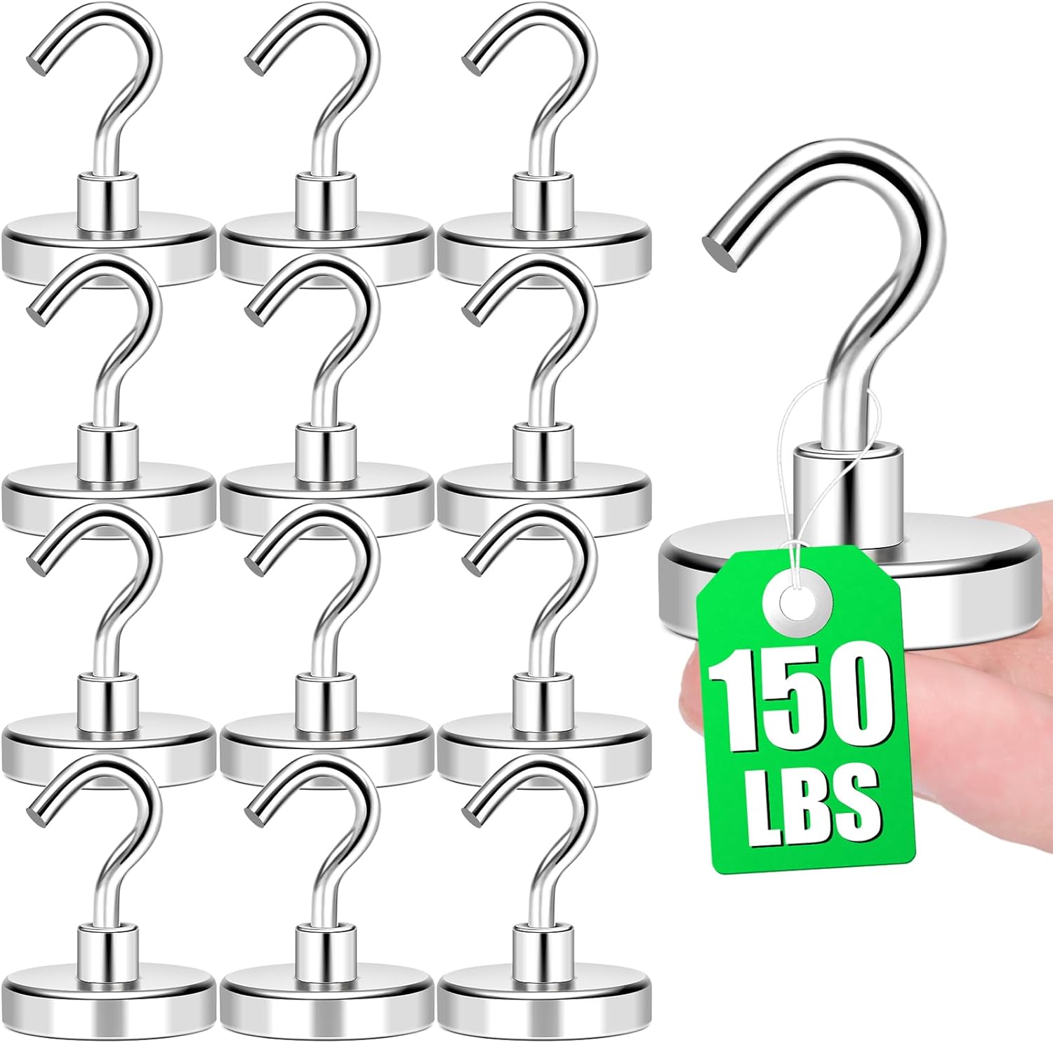 Amazon.com: MIKEDE 12 Pack Magnetic Hooks, 170lbs Strong Magnets Hooks ...