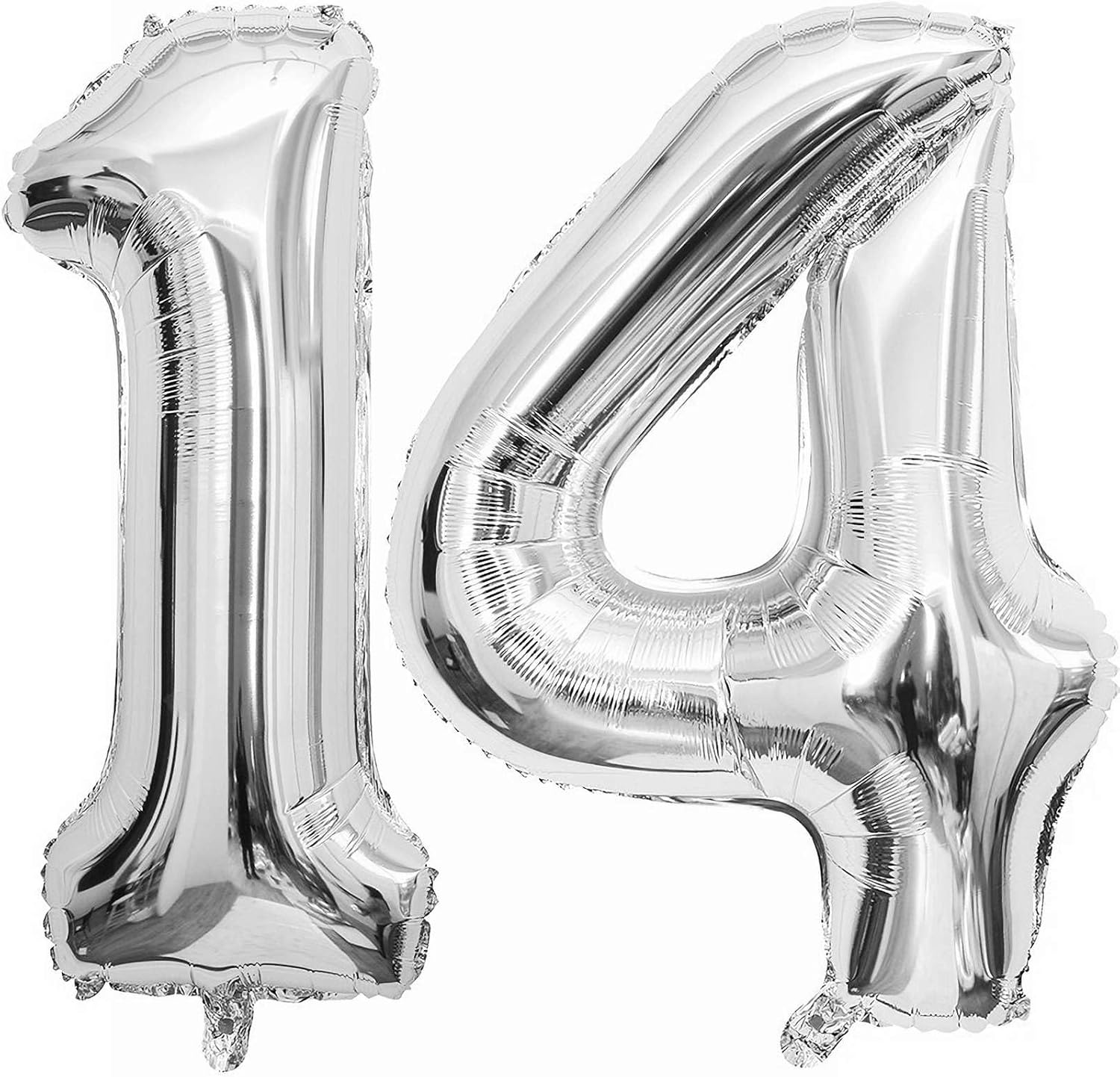 Amazon.com: Silver 14 Number Balloons, 40 Inch Giant Number 14 Balloons ...