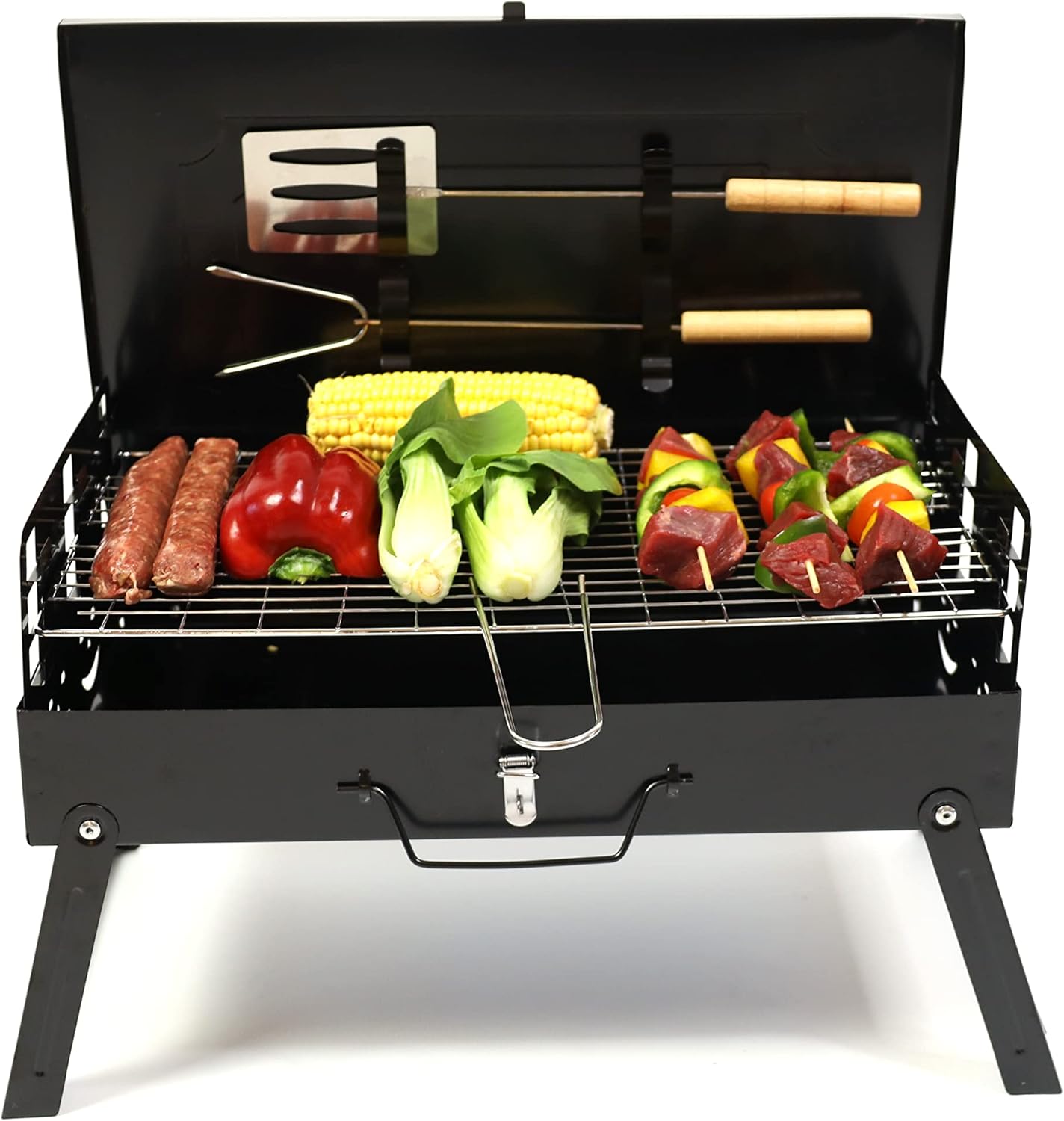 Amazon.com: Compact Charcoal Grill Set - Foldable Barbecue for Beach ...