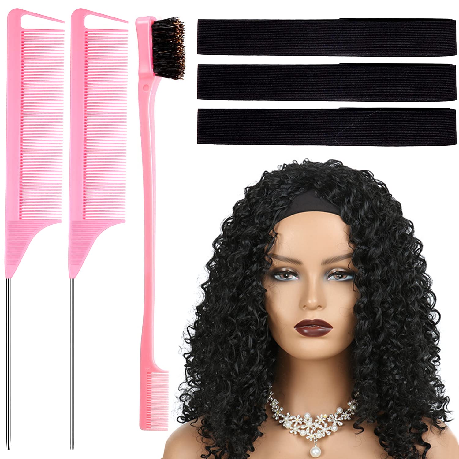 Amazon.com : Hair Comb and Elastic Band for Wig Edge, Adjustable Lace ...