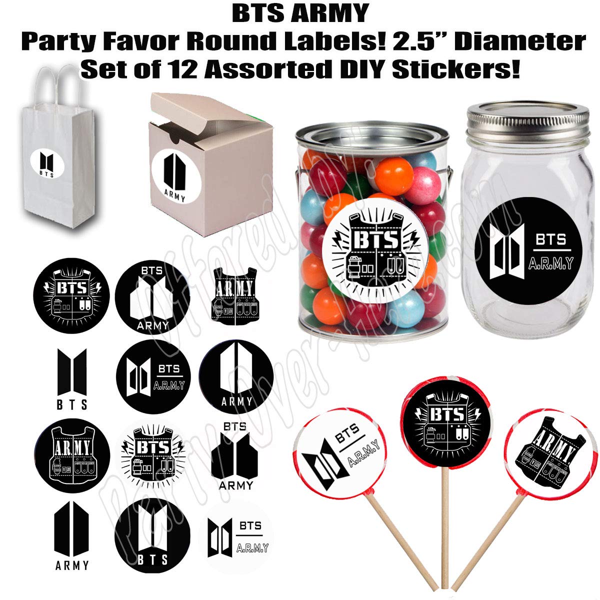 BTS Army Logo Stickers Bangtan Boys Large 2.5” Circle Stickers to Place ...