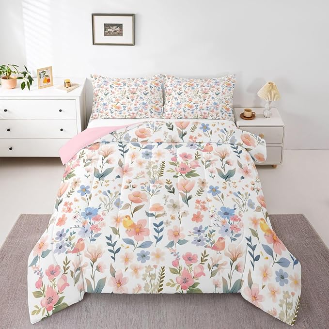 Amazon.com: Beautiful Flowers Kids Bedding Sets Yellow Birds Animal ...