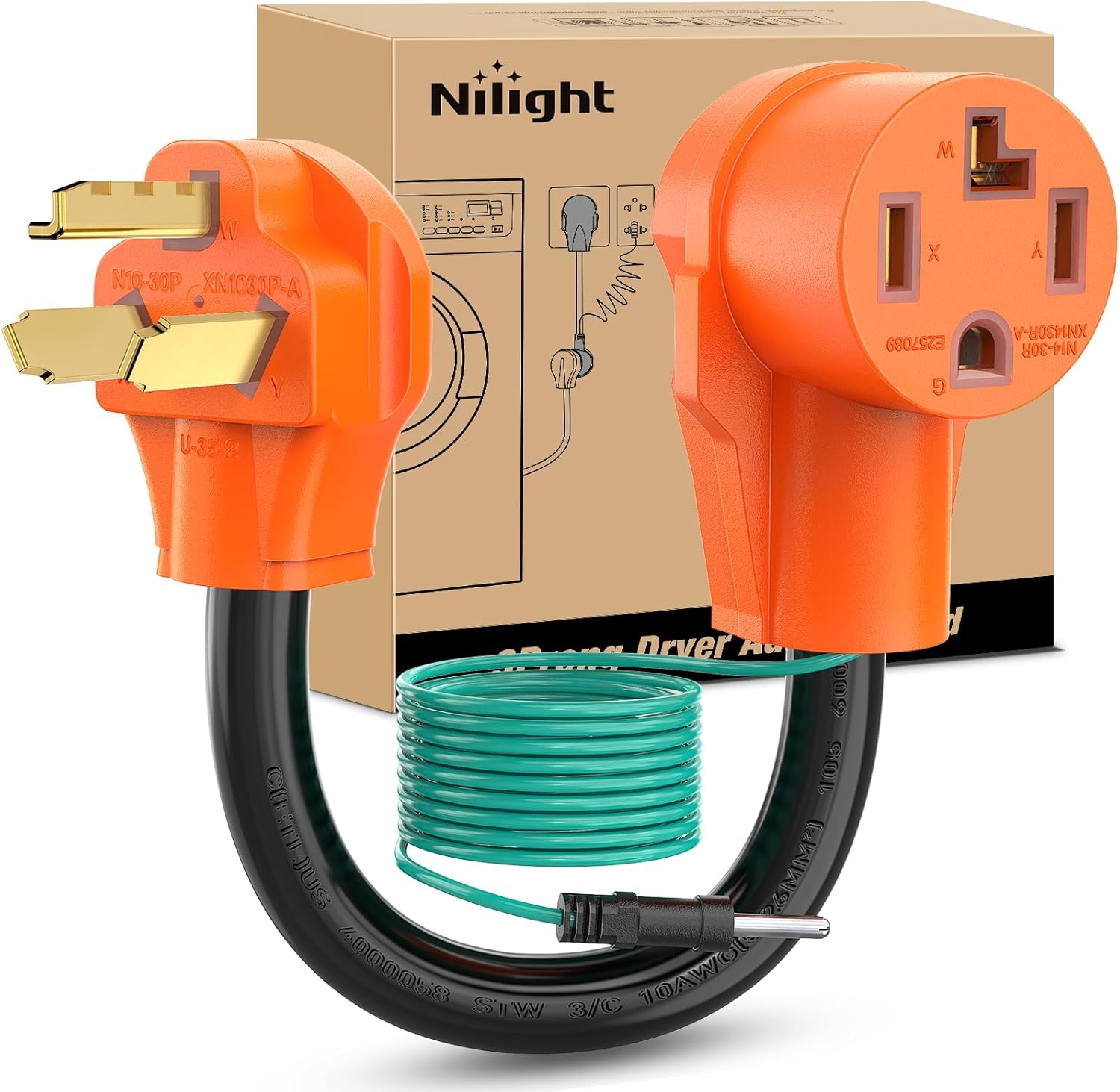 Amazon.com: Nilight Dryer Adapter Cord 30 Amp to 30 Amp 3 Prong 125V ...