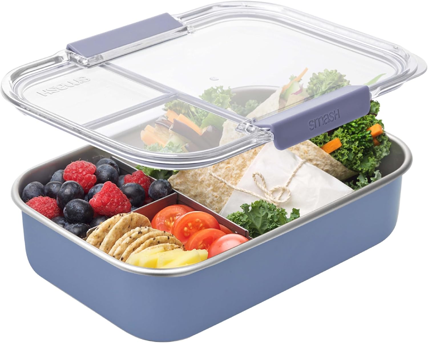 Smash Microwave-Safe Stainless Steel Bento Lunch Box, 3 Compartments ...
