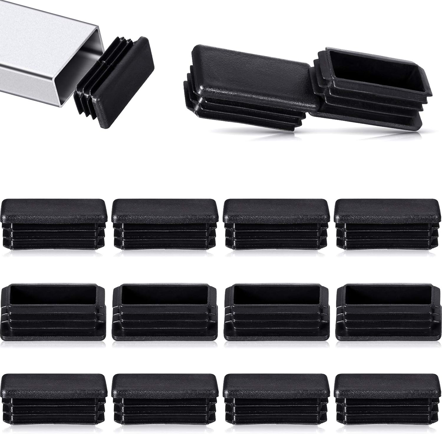 Amazon.com: 1 x 2 Inch Rectangle Plastic Plugs Tubing End Caps Black ...
