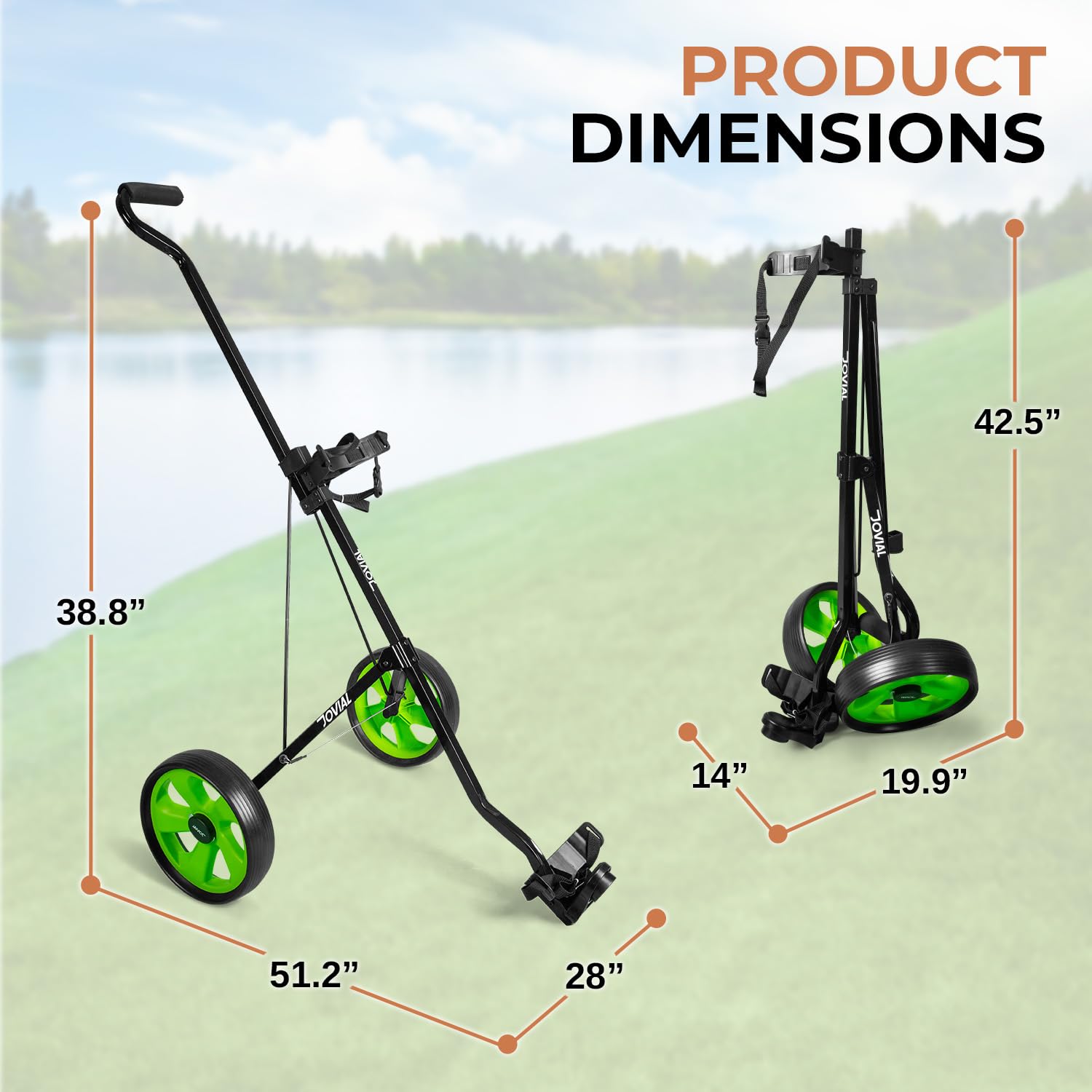 Snapklik.com : JOVIAL 2 Wheel Golf Push Pull Cart - Lightweight ...