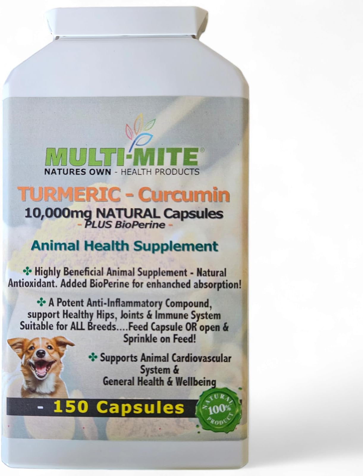 FoodPURA 150 Turmeric Capsules with Piperine for Dogs and Cats 10,000 ...