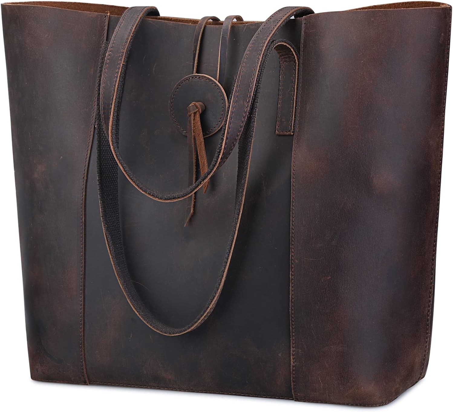 Amazon | Vintage Women Genuine Leather Tote Bag Purse with Removable ...
