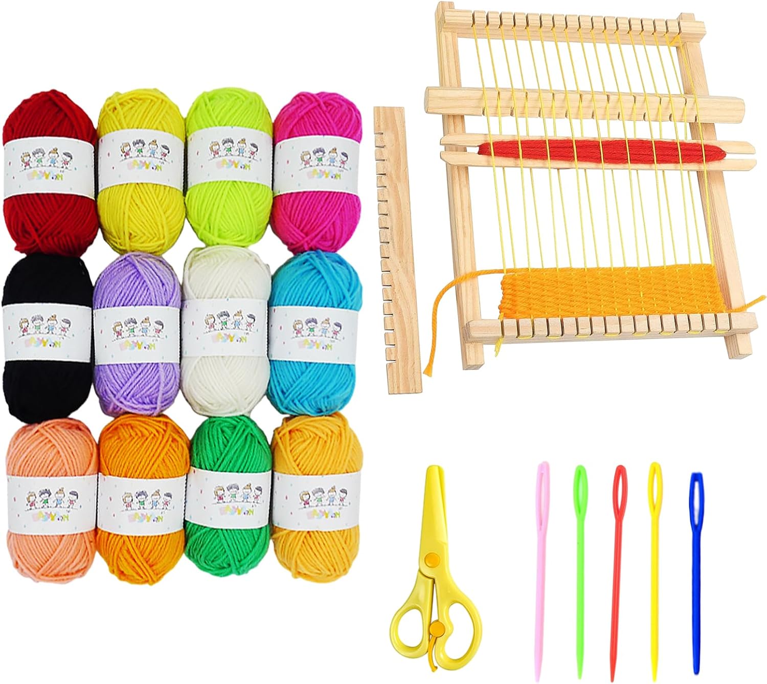 19 Pcs Multi-Colour Yarn Set, 12 x 10g Knitting Yarn with Plastic ...