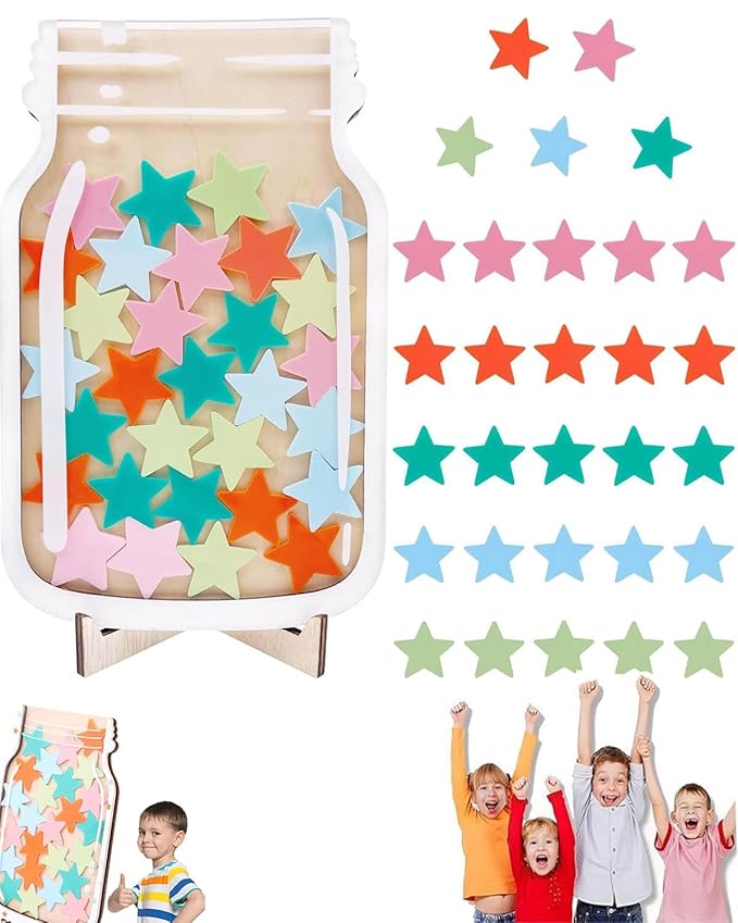 Star Stickers for Kids Rewards, Transparent Motivational Container For ...
