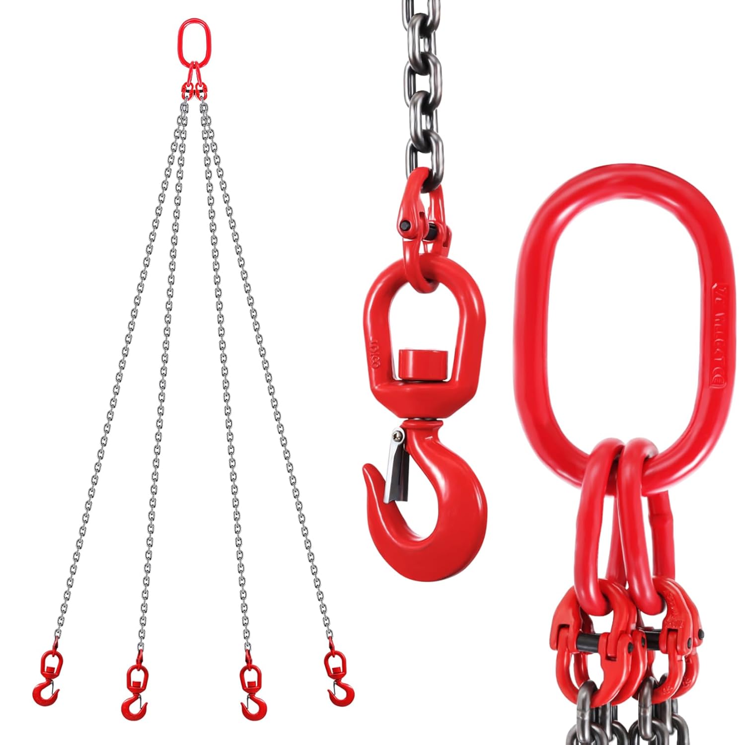 Iglobalbuy Chain Sling 5/16" x 6.5' Four Leg Lifting Chain 5 Ton with ...
