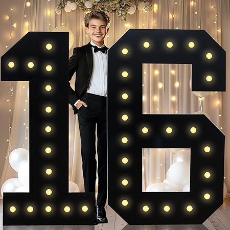Amazon.com: 4FT Marquee Light Up Numbers, Black Giant Marquee Number ...