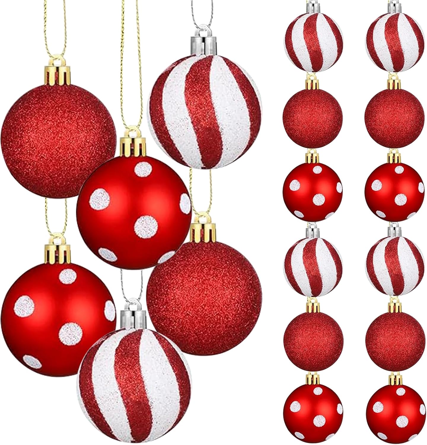 Amazon.com: 24Pcs Christmas Balls Ornaments Red White Ornaments 2.36 ...