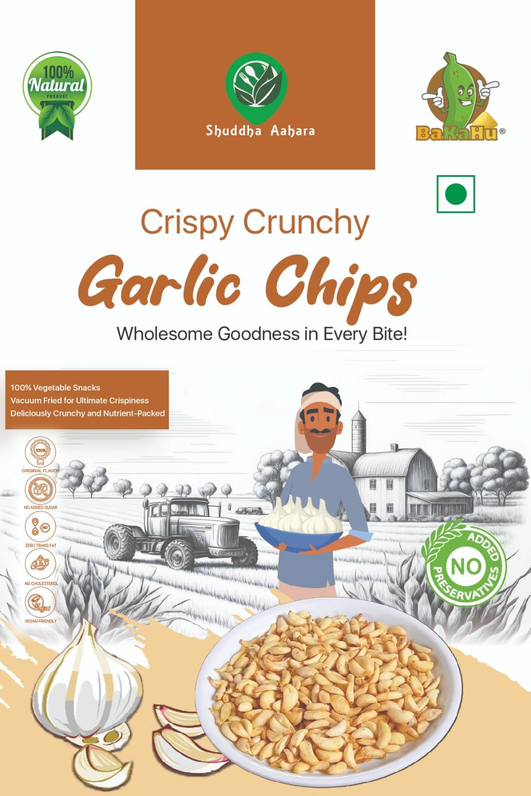 Garlic Chips - Vacuum Fried Snacks (40g - Pack of 3) | Crispy & Healthy ...