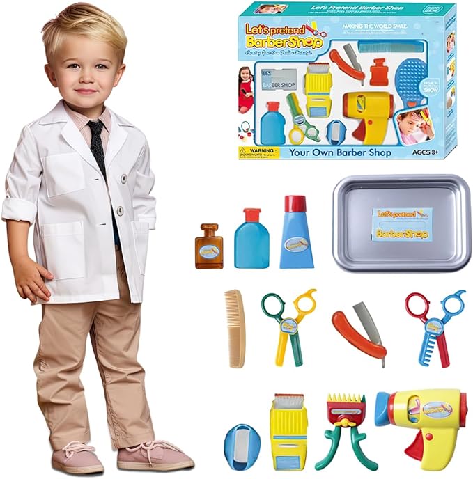 Boys Girls Pretend Play Barber Set Stylist Hairdresser Role Play Hair ...