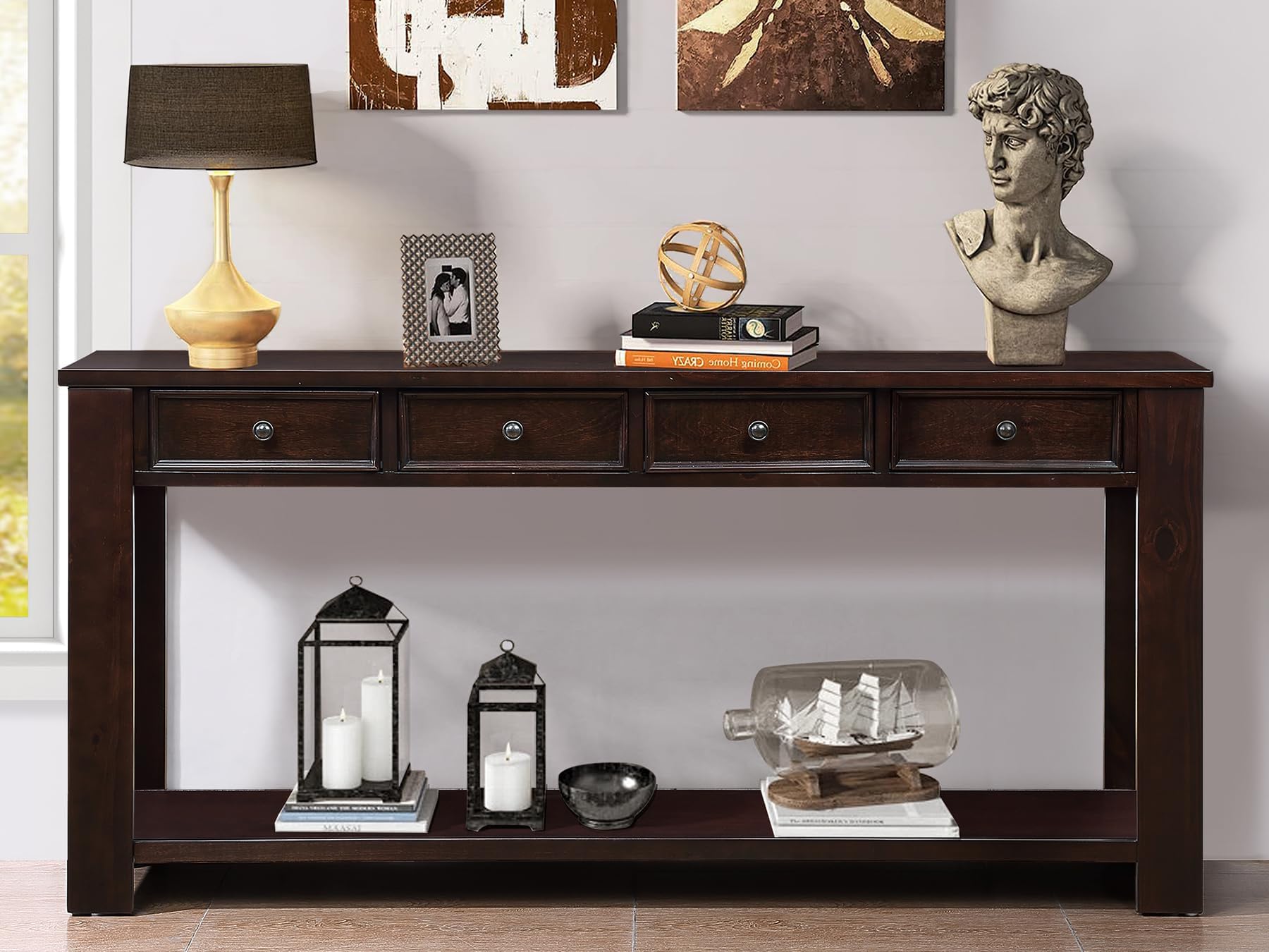 Amazon.com: Knocbel Long Console Table with 3 Storage Drawers and ...