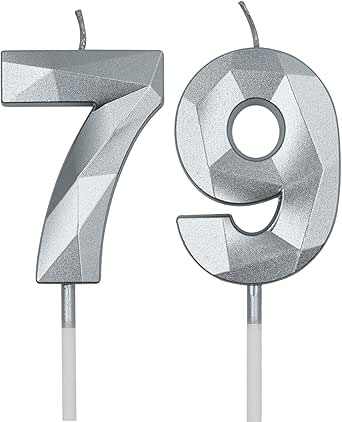 Amazon.com: 79th & 97th Birthday Candles for Cake, Silver Number 79 97 ...