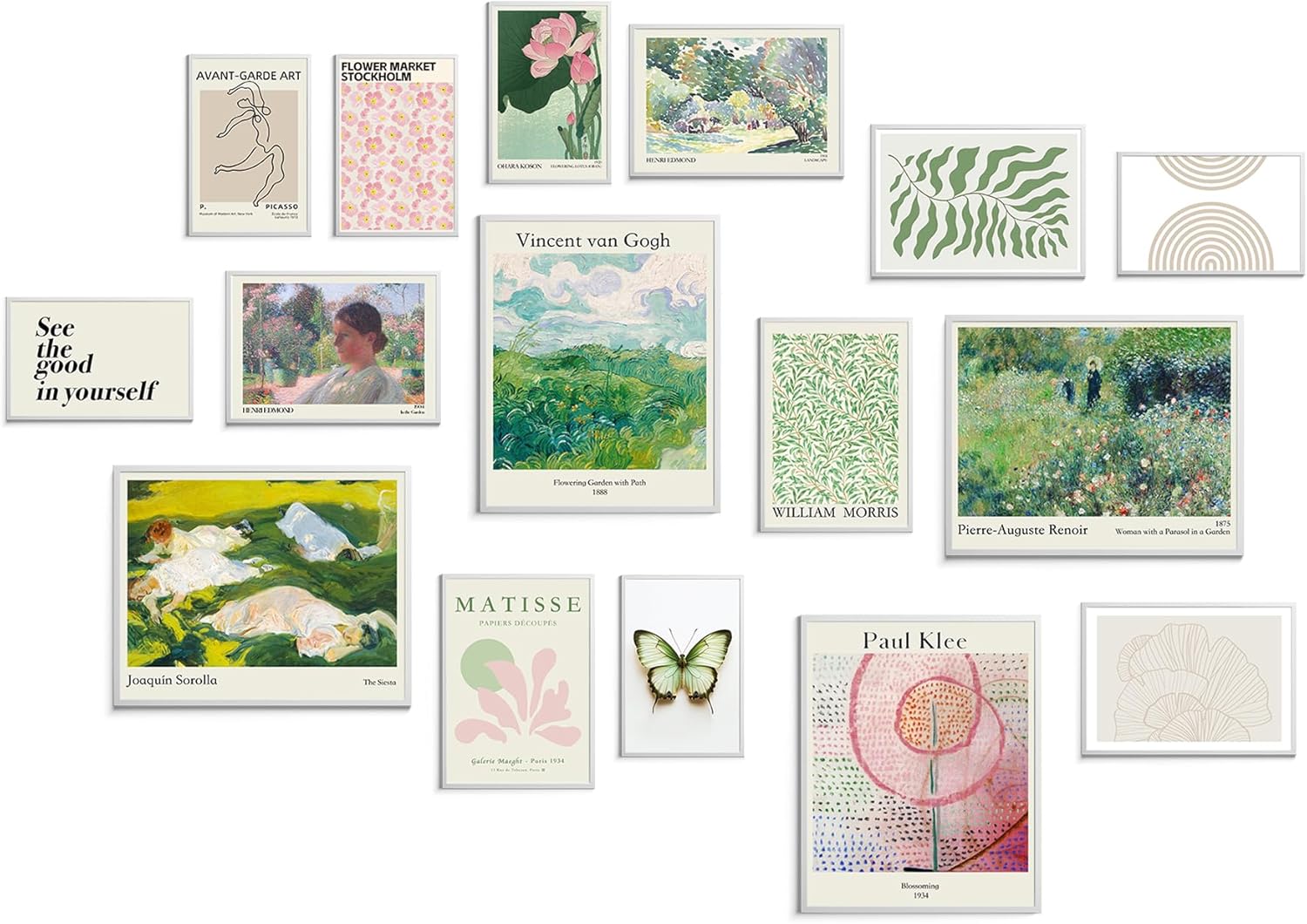 Amazon.com: AIMEE ROSE Vintage Aesthetic Wall Art Set - Pink & Green ...