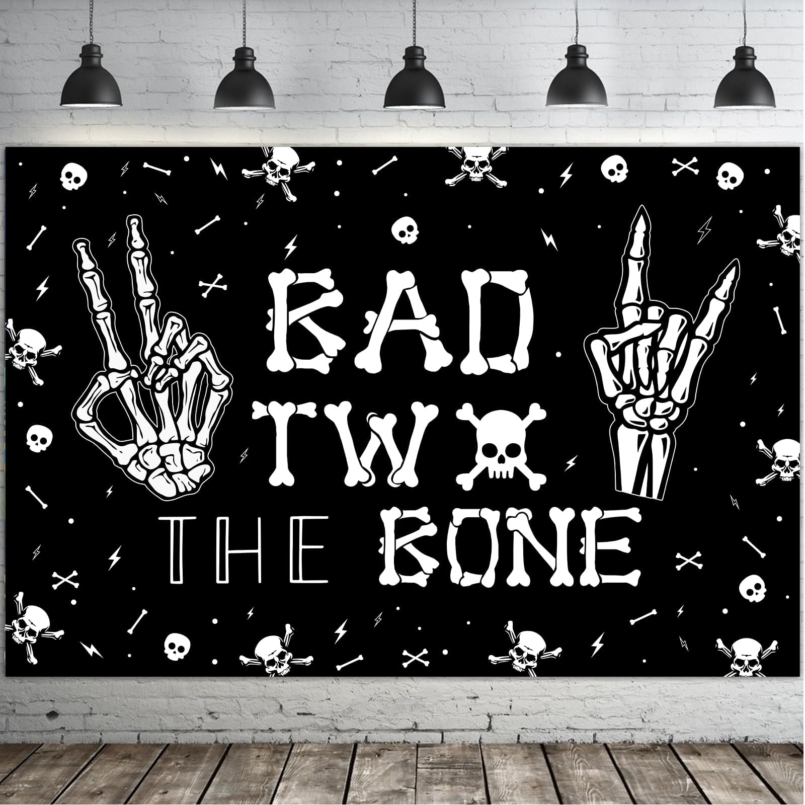 Amazon.com : kreat4joy Bad Two The Bone Backdrop Banner, Skeleton Theme ...