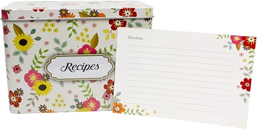 Amazon.com: Light Metal Recipe Box Set With 100 Recipe Cards & 20 Blank ...