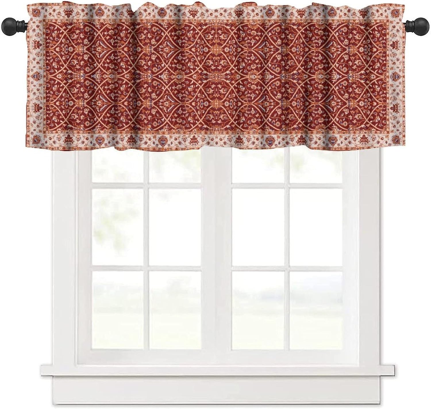Amazon.com: PHTAYOT Boho Floral Vintage Valances Set for Kitchen, Red ...